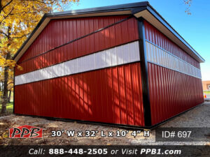 697 - Red Garage with Sidelights - Pioneer Pole Buildings, Inc.